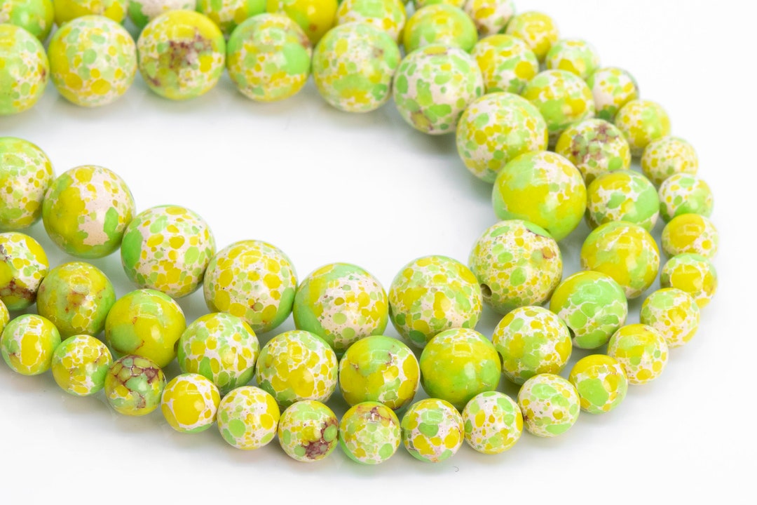 Lemon Yellow Green Imperial Jasper Loose Beads Round Shape 6mm 8mm 10mm ...