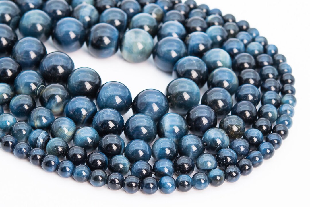 Genuine Natural Gray Blue Tiger Eye Hawk Eye Loose Beads Grade AAA ...