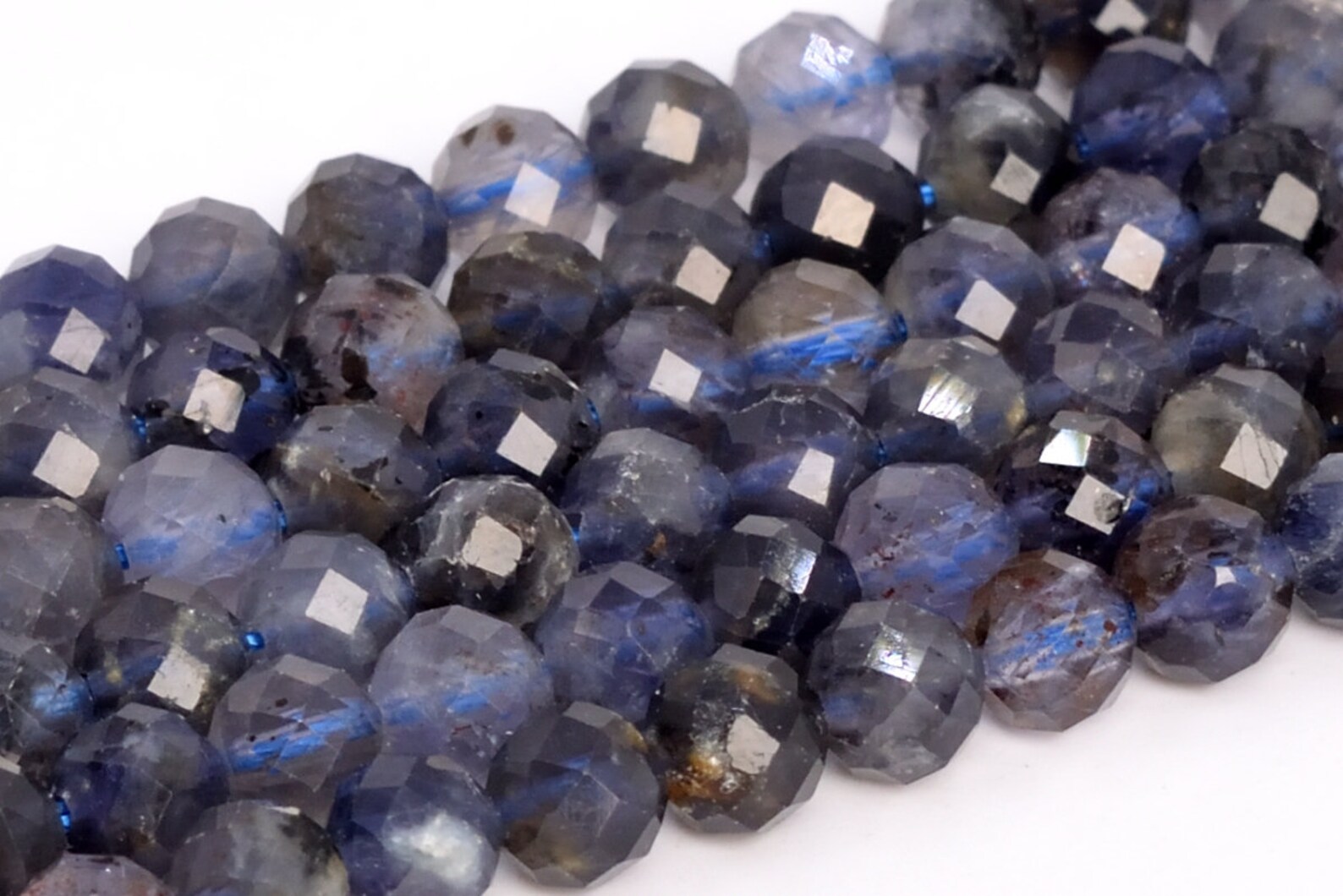 Genuine Natural Deep Color Iolite Loose Beads Grade A Faceted Round ...