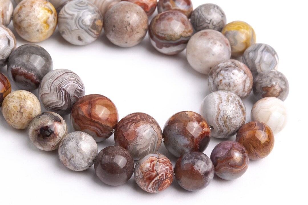 Genuine Natural Mexican Crazy Lace Agate White Brown Loose Beads Round ...