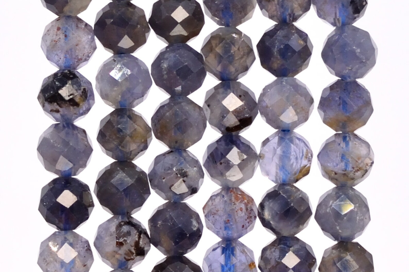 Genuine Natural Deep Color Iolite Loose Beads Grade A Faceted Round ...