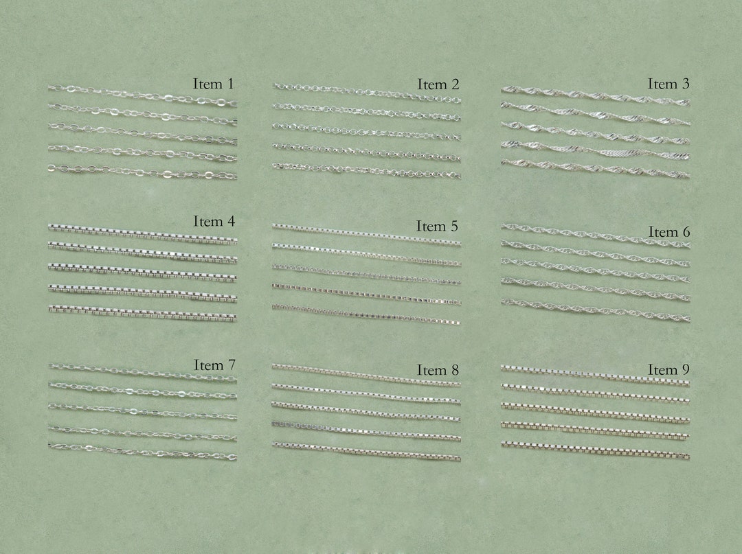 12 Inches / 1 FT Sterling Silver Chain for Jewelry Making - Cable Chain ...