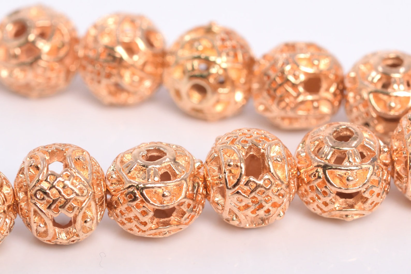 10 Pcs Chinese Knot Round Spacer Beads Silver Gold Rose - Etsy