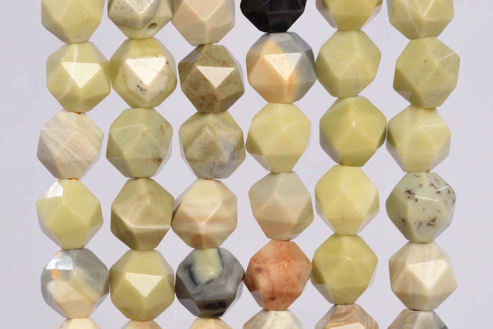 Genuine Natural Butter Jade Loose Beads Star Cut Faceted Shape 5-6mm 7 ...