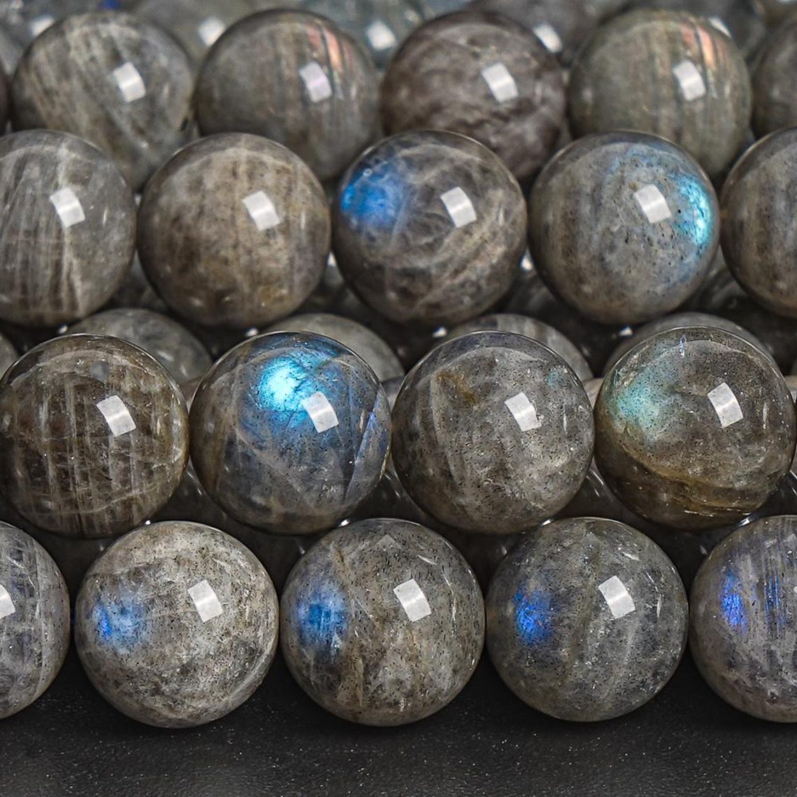 Genuine Natural Gray Labradorite Loose Beads Grade AA Round 6MM 8MM ...