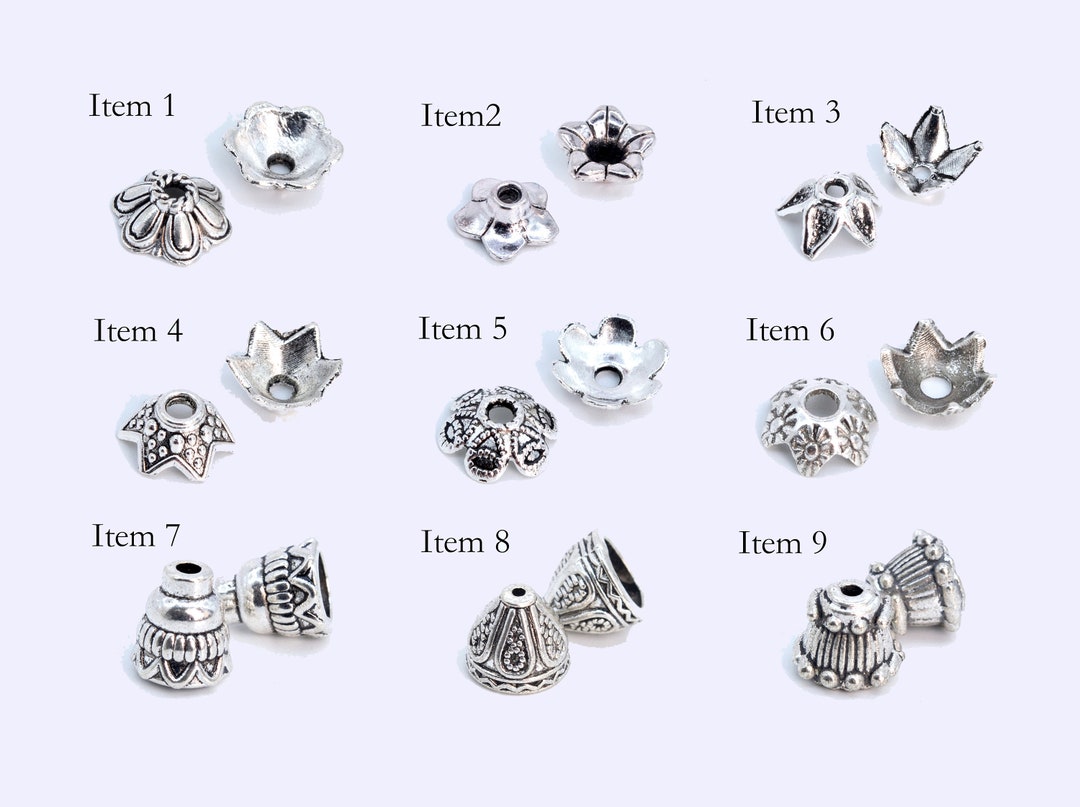 30 Pcs Bead Caps Spacers End Cap DIY Jewelry Making - Antique Silver ...