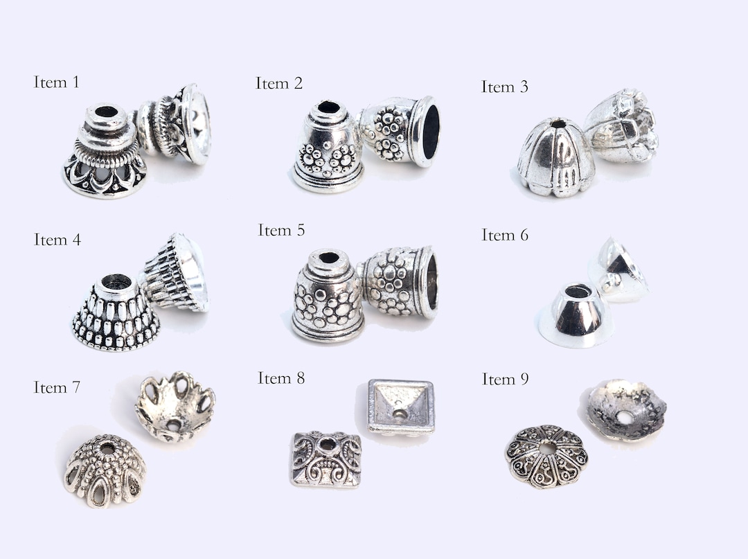 20 Pcs Bead Caps Spacers End Cap DIY Jewelry Making - Antique Silver ...