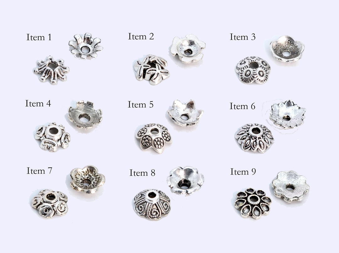 30 Pcs Bead Caps Spacers End Cap DIY Jewelry Making - Antique Silver ...