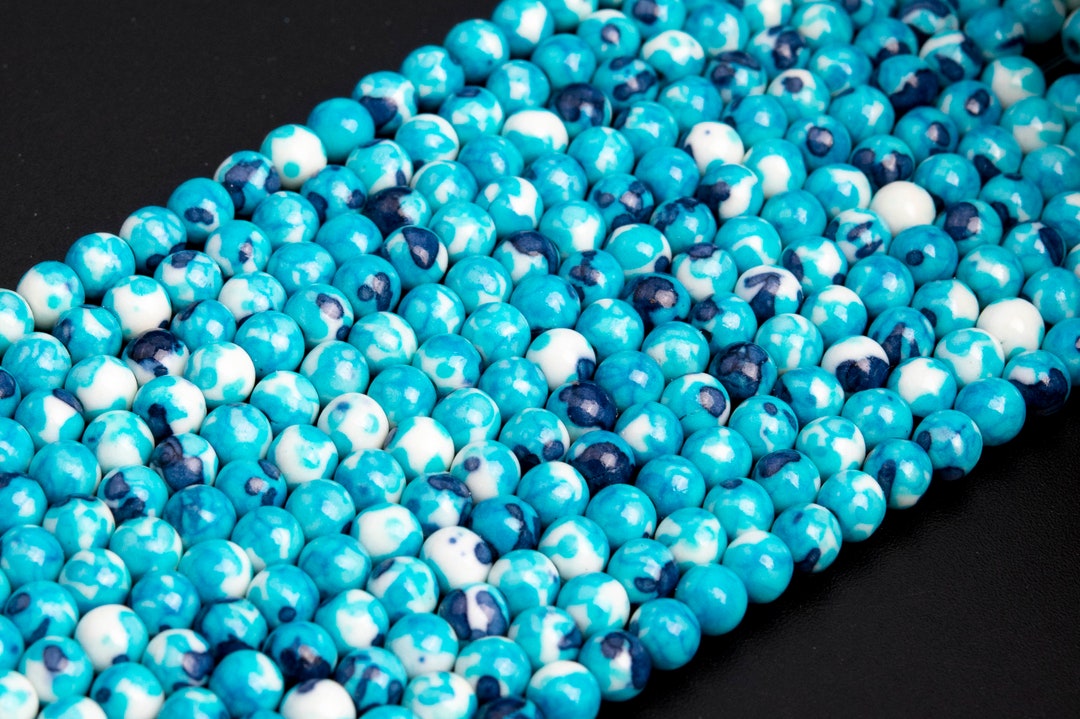 Blue & Gray Rain Flower Jade Loose Beads Round Shape 4mm - Etsy