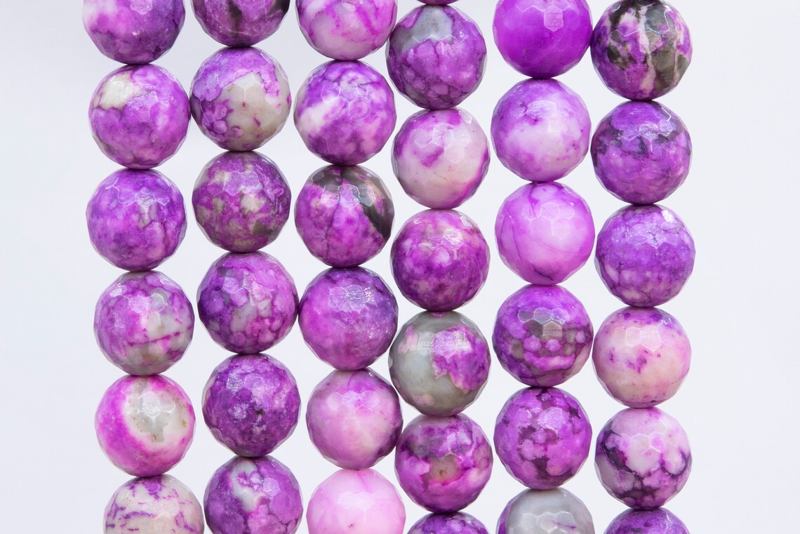 Purple Jasper Loose Beads Sugilite Color Micro Faceted Round Shape 12mm ...