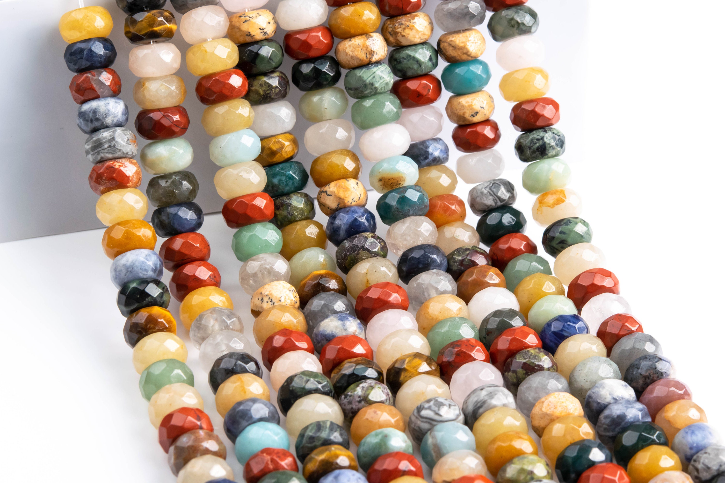 Natural Gemstone Mixed Stone Loose Beads Faceted Rondelle Shape 6x4mm ...