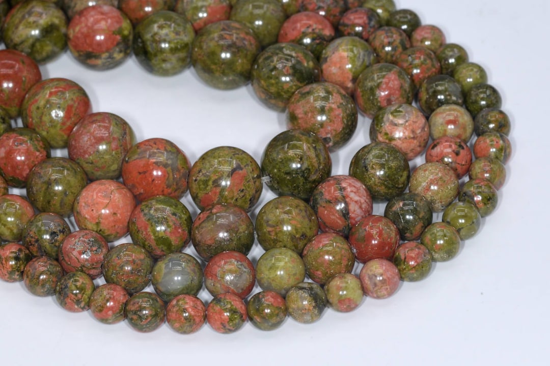 Genuine Natural Unakite Loose Beads Round Shape 6mm 8mm 10-11mm 12mm ...