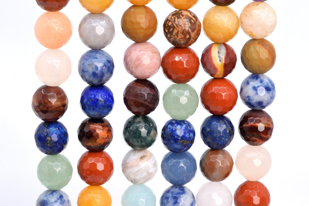 Genuine Natural Mixed Stone Loose Beads Micro Faceted Round Shape 6mm ...
