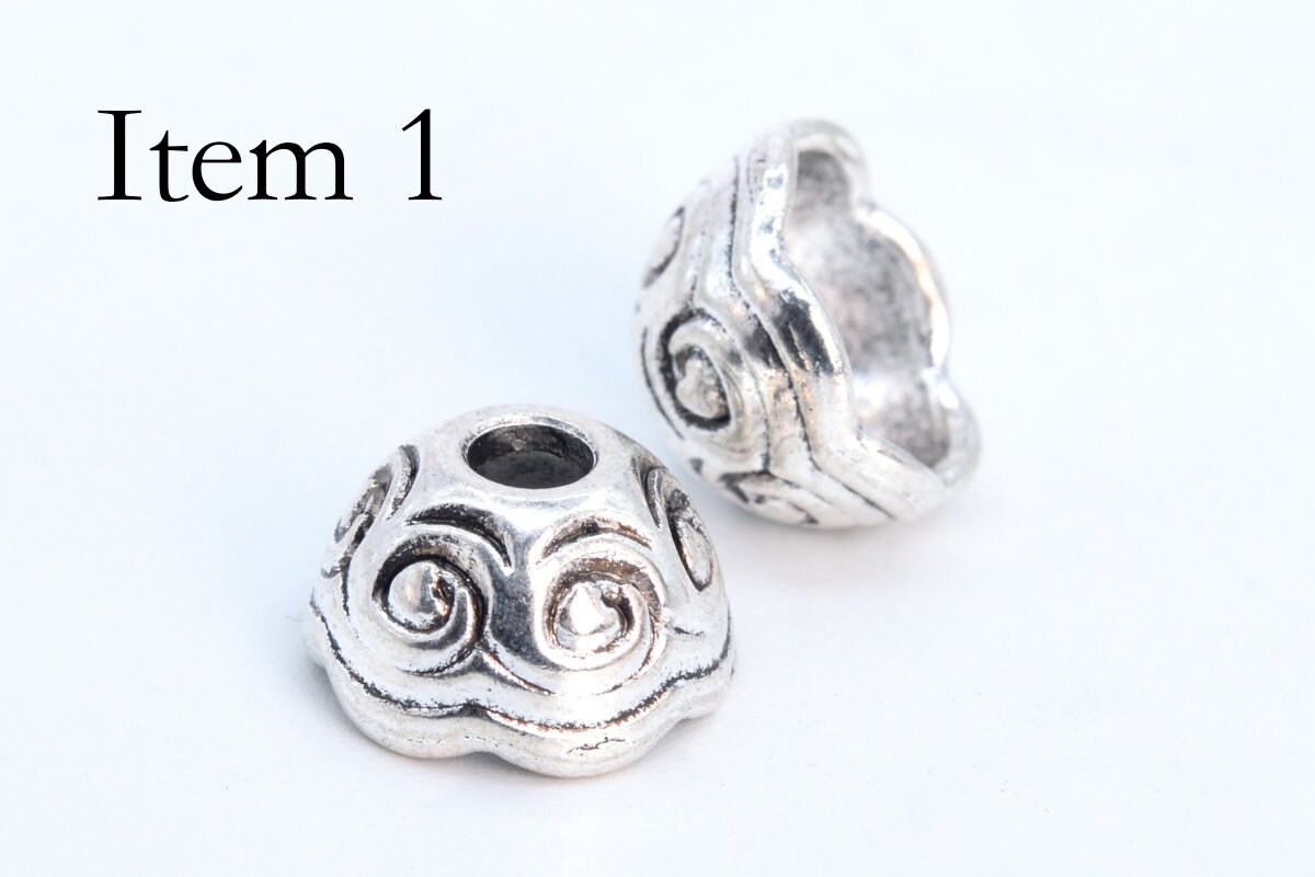 30 Pcs Bead Caps Spacers End Cap DIY Jewelry Making - Antique Silver ...
