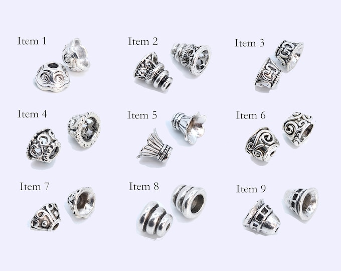 50 Pcs Bead Caps Spacers End Cap DIY Jewelry Making Antique Silver Tone ...