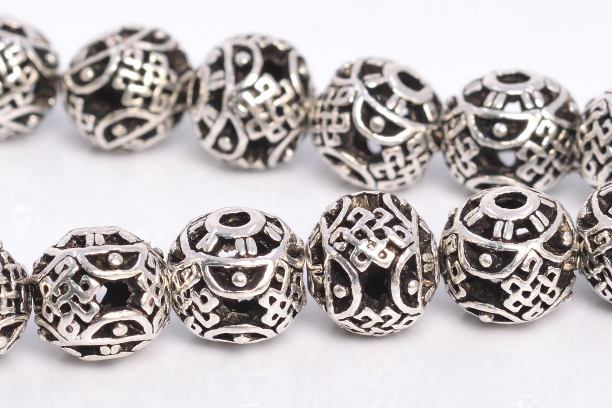 10 Pcs Chinese Knot Round Spacer Beads - Silver, Gold, Rose Gold, 18k ...