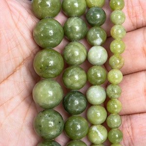 Genuine Natural Chinese Jade Loose Beads Peridot Green Jade Round Shape ...