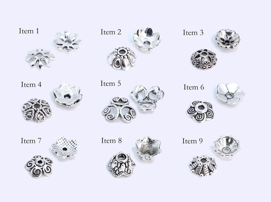 30 Pcs Bead Caps Spacers End Cap DIY Jewelry Making - Antique Silver ...