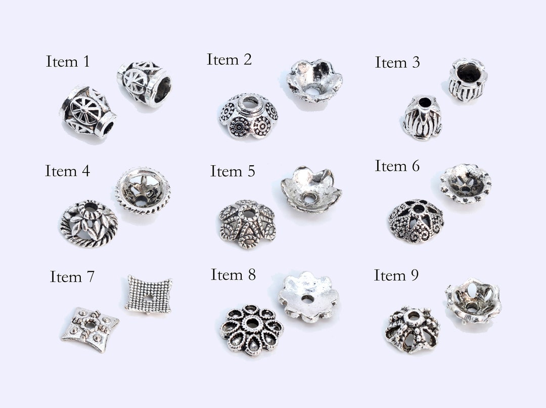 30 Pcs Bead Caps Spacers End Cap DIY Jewelry Making - Antique Silver ...