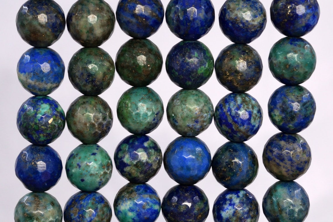 Natural Azurite Loose Beads Micro Faceted Round Shape 6mm 8mm 10mm 12mm ...