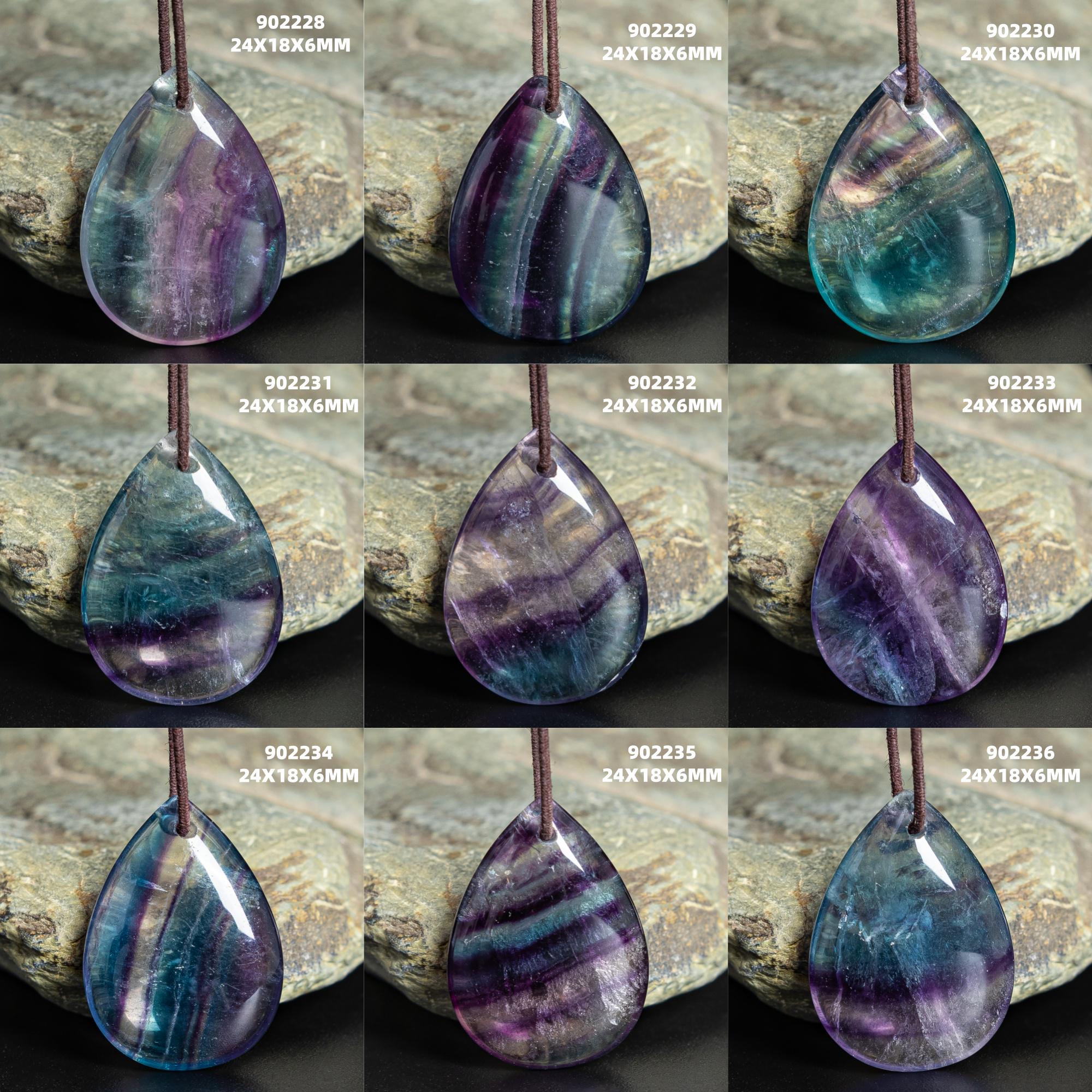Genuine Natural Purple-green Fluorite Pendant-top Drilled Cabochon ...