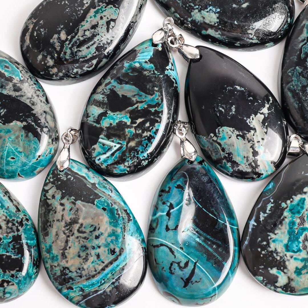 Genuine Natural Lake Blue Teardrop Rhodonite Agate Top Drilled Healing ...
