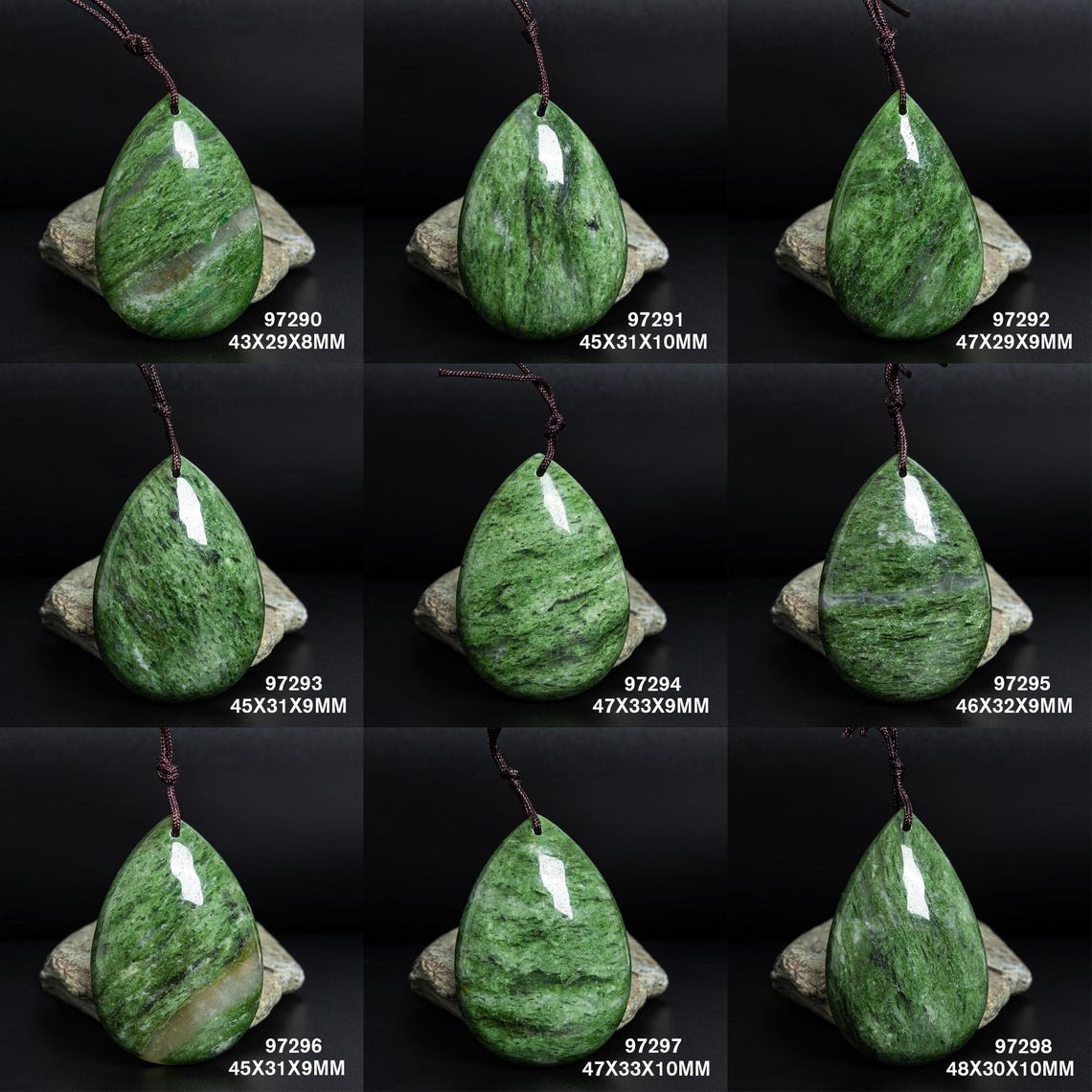 Natural Green Maw Sit Sit Jade Pendant Teardrop Shape Phantom Quartz ...