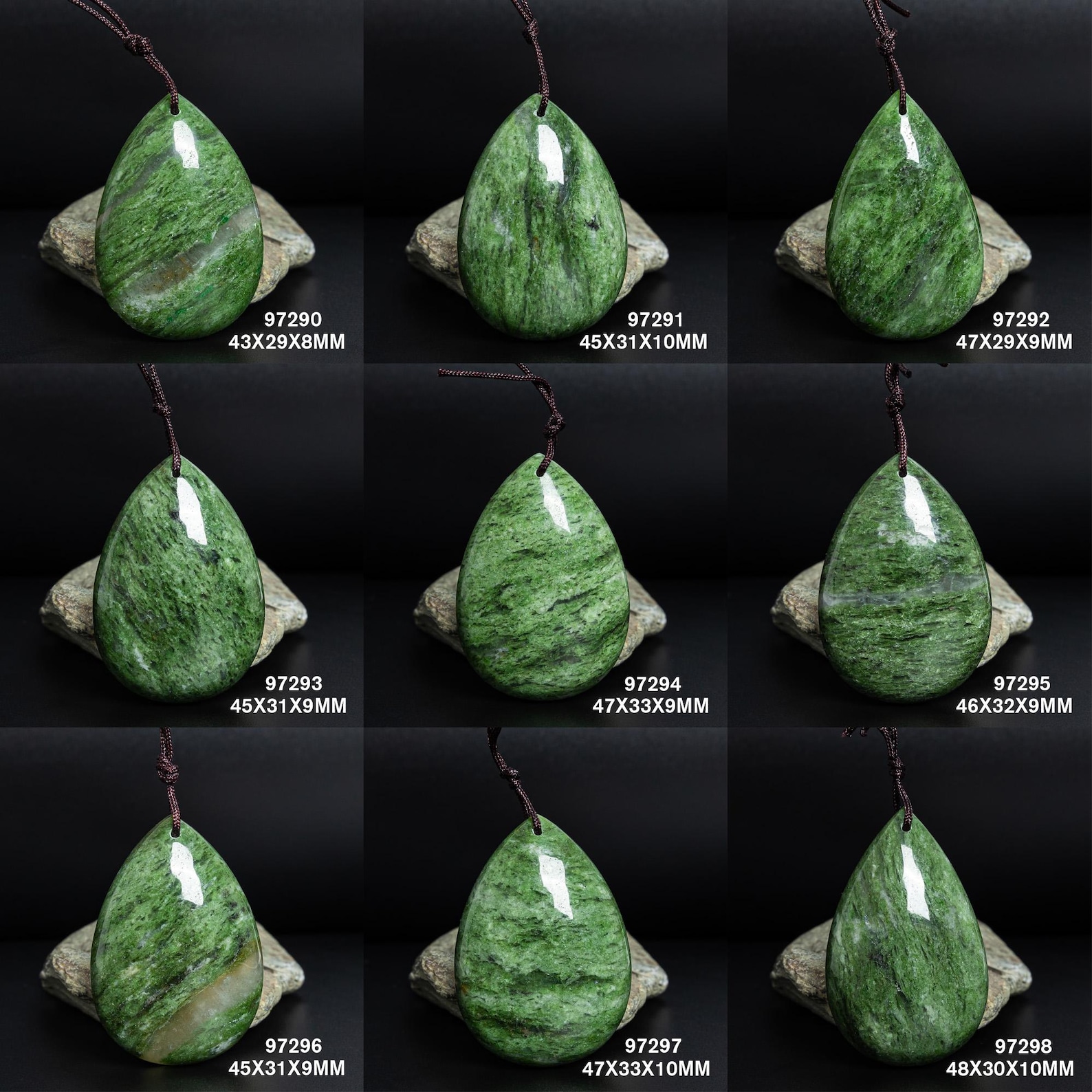 Natural Green Maw Sit Sit Jade Pendant Teardrop Shape Phantom Quartz ...