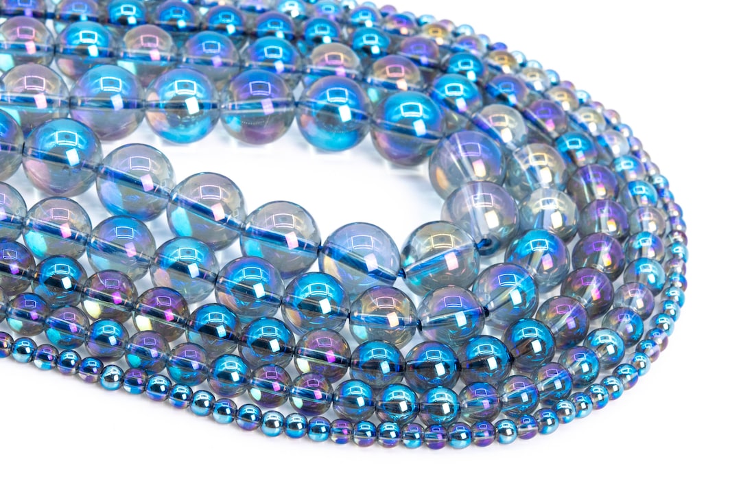 Blue Rainbow Crystal Quartz Gemstone Loose Beads Round Shape 6mm 8mm ...