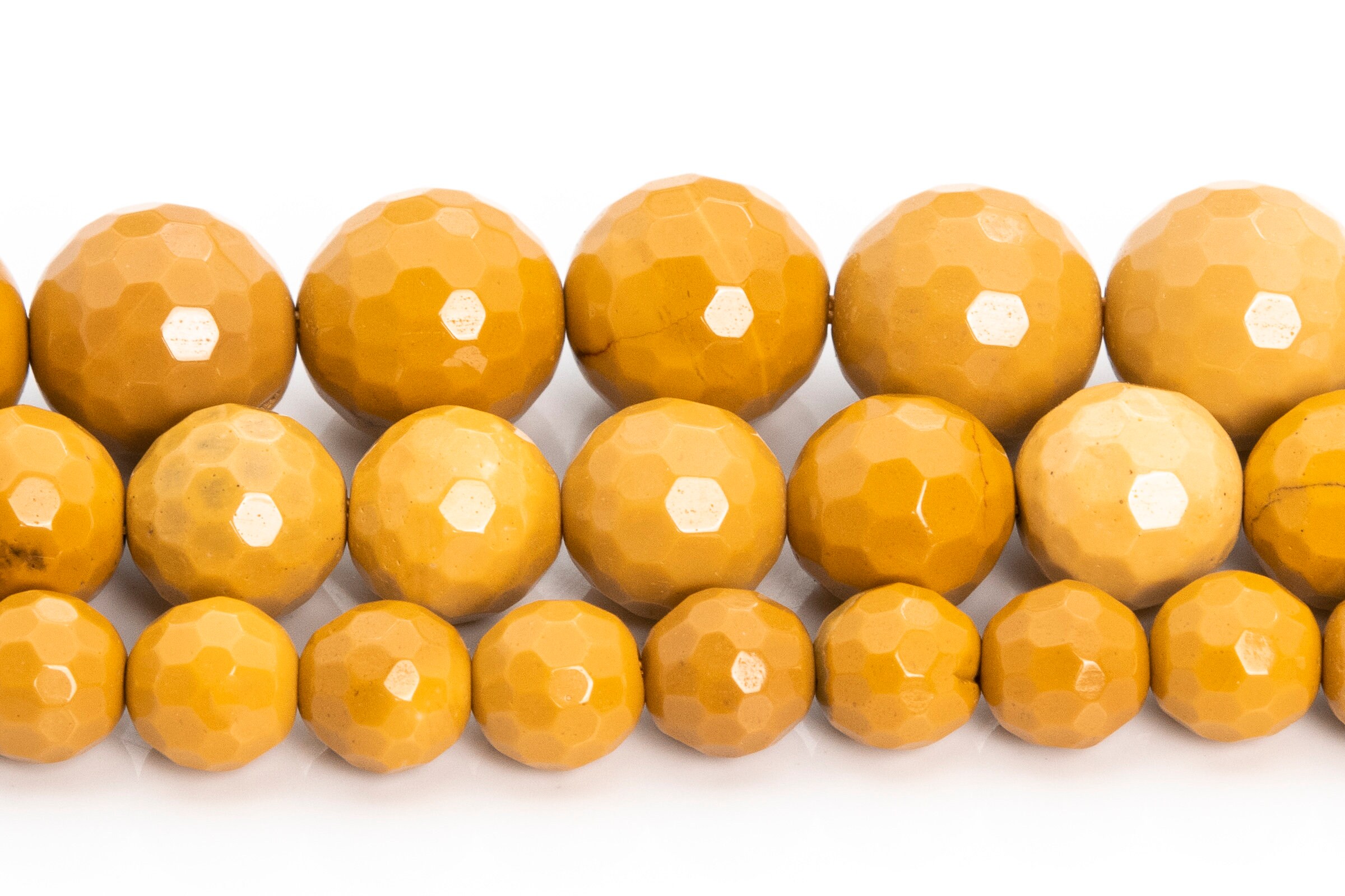 Genuine Natural Yellow Mookaite Loose Beads Micro Faceted Round Shape ...