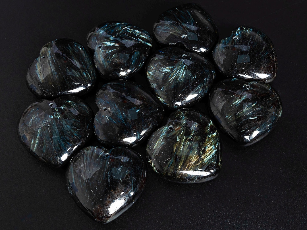 Genuine Natural Black Flash Astrophyllite Pendant-heart Shape ...
