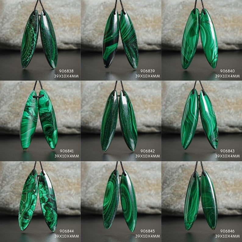 Natural Green Malachite Earring Pair-leaf Shape Malachite Top Drilled ...