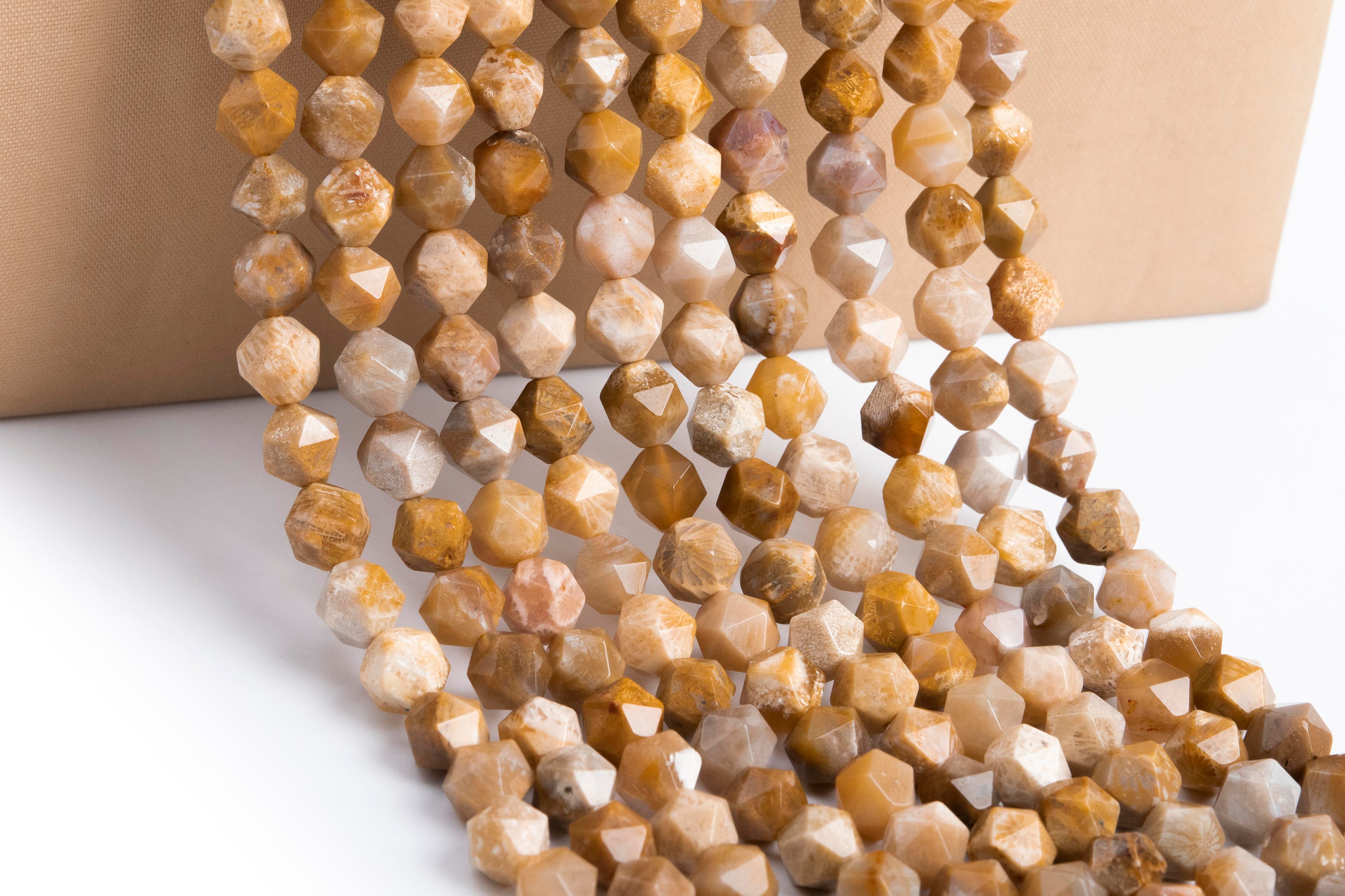 Genuine Natural Coral Fossil Jasper Loose Beads Indonesia Star Cut ...