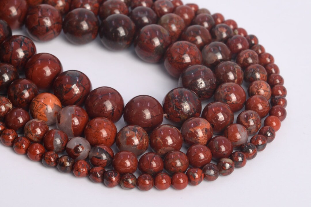 Genuine Natural Red Breccia Jasper Loose Beads Grade AAA Round Shape 6 ...