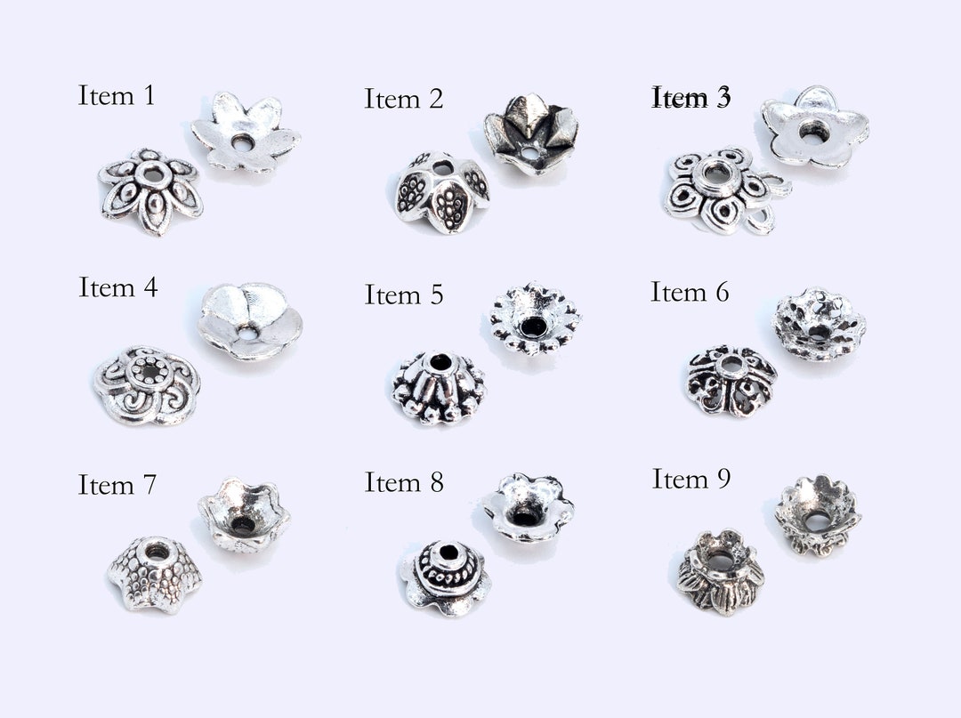 30 Pcs Bead Caps Spacers End Cap DIY Jewelry Making - Antique Silver ...
