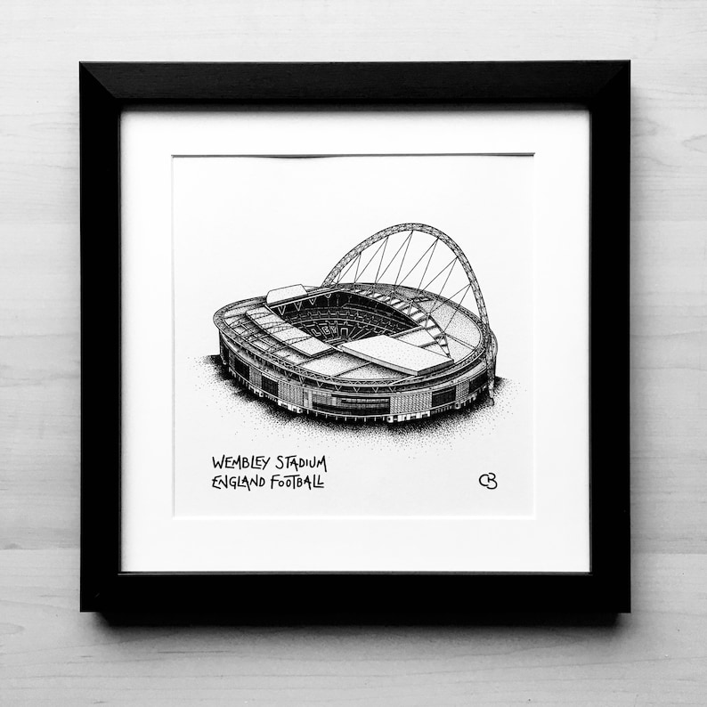 England Football Stadium - Original Drawing - Hand-drawn Pen and Ink ...
