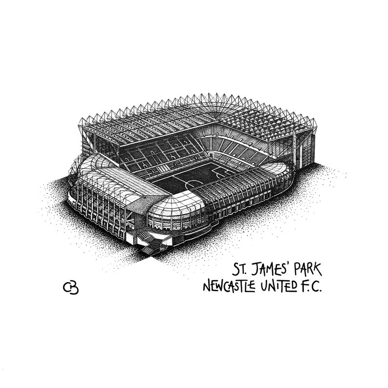 Newcastle United FC Stadium Original Drawing Hand-drawn Pen and Ink ...