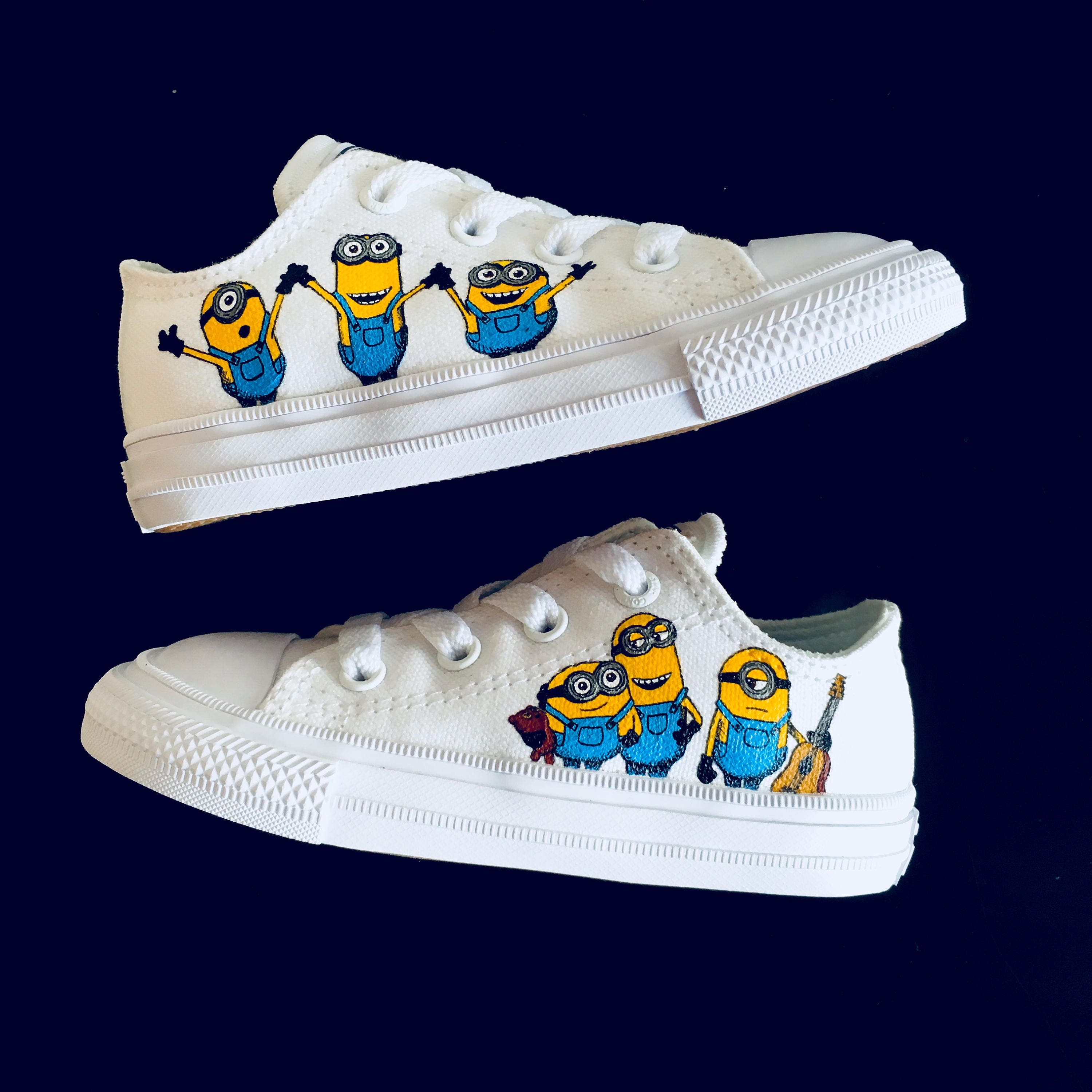 Hand-painted Shoes - Minions - White Canvas Converse Low-tops - Etsy
