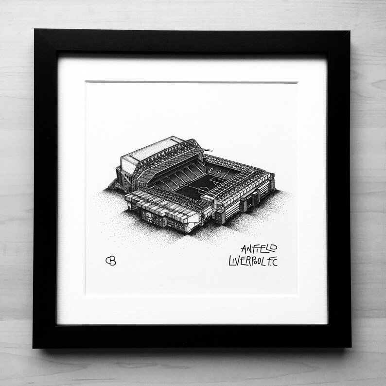 Liverpool FC Stadium Original Drawing Hand-drawn Pen and Ink Framed ...