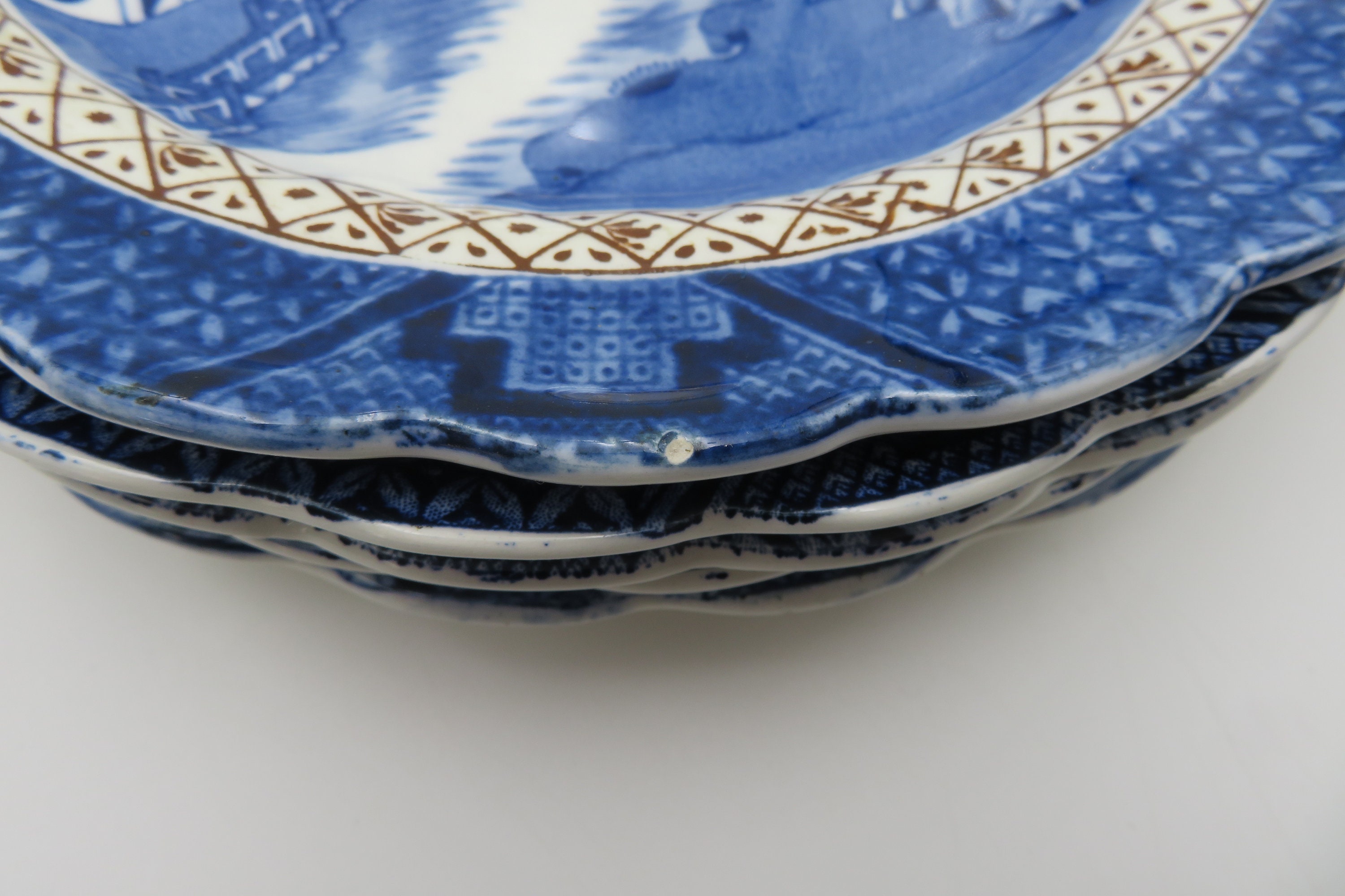 6 Booths Real Old Willow A 8025 Dinner or 6 Salad Plates, NO GOLD TRIM ...