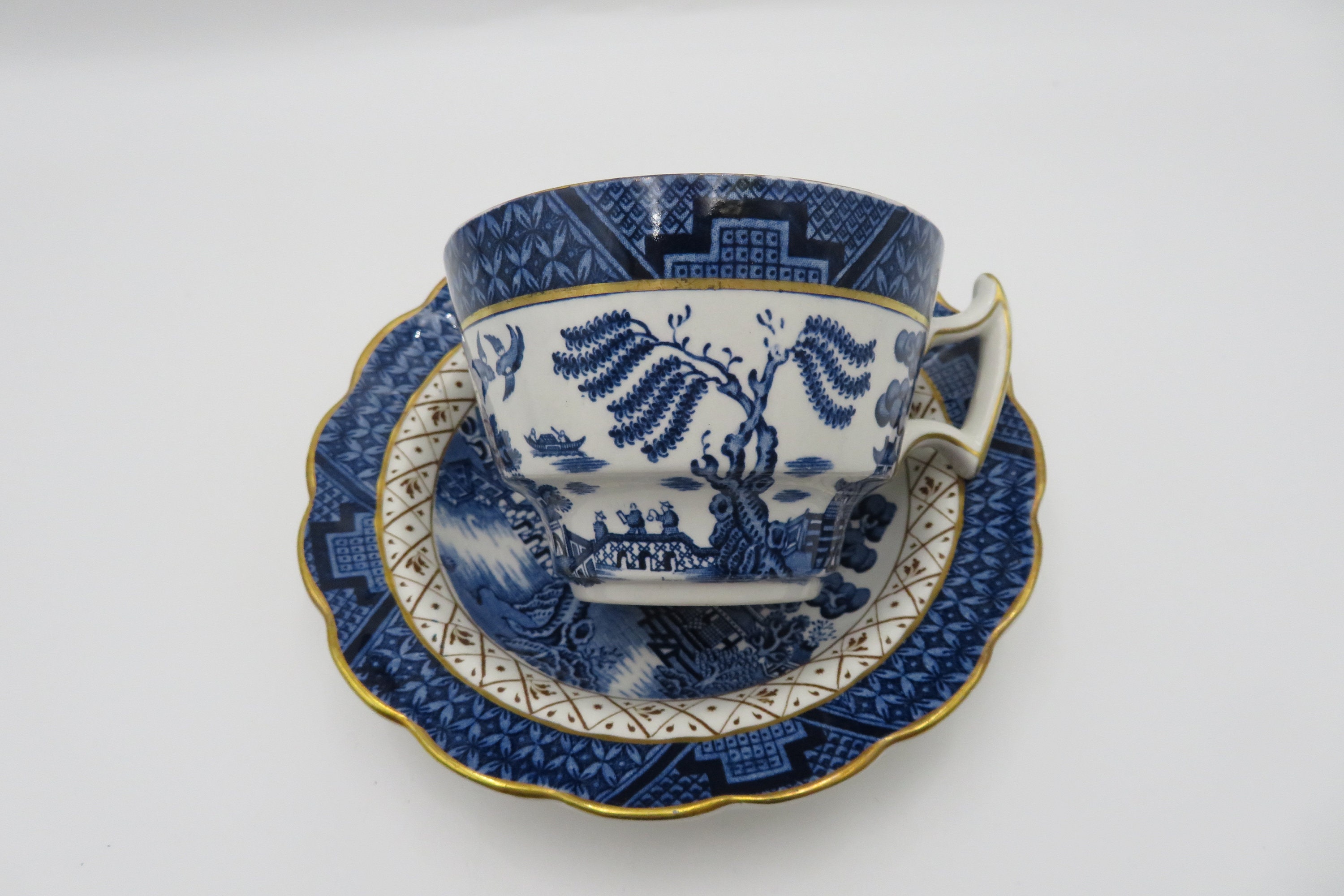 A Single Booths Real Old Willow, Larger Size Breakfast Teacup and Saucer, Blue and White Pottery ...