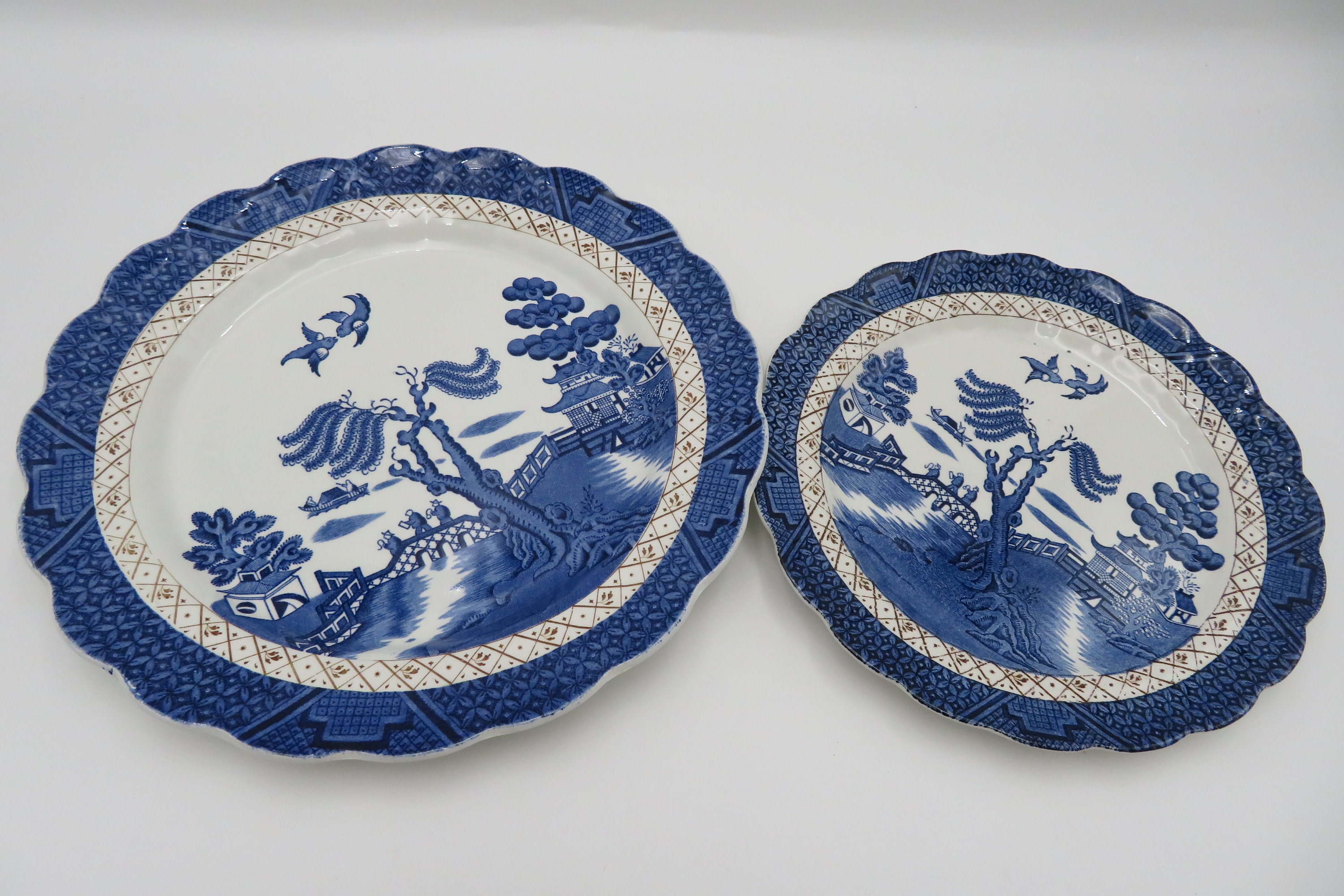6 Booths Real Old Willow A 8025 Dinner or 6 Salad Plates, NO GOLD TRIM ...