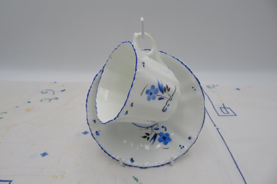 Vintage Victoria Bone China Tea Cup and Saucer: Blue Floral Duo - Etsy