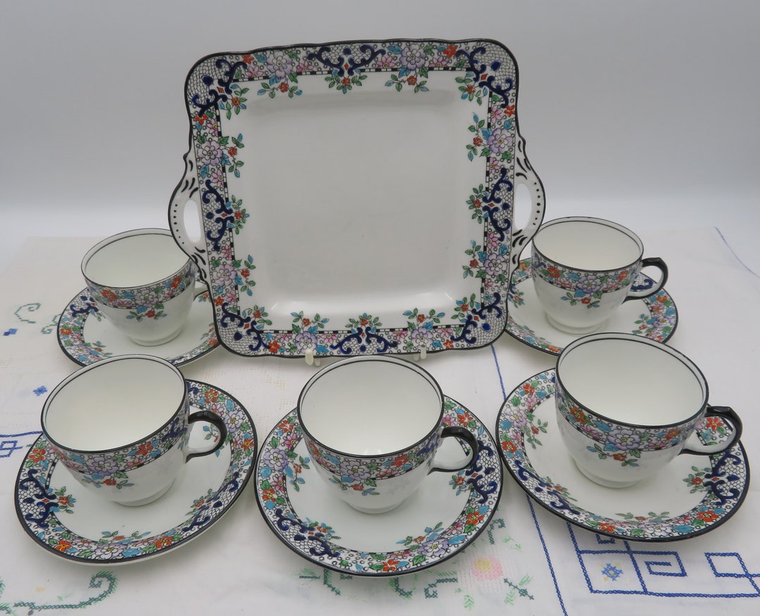 Vintage Delphine China Tea Set: Hand-painted Floral Teacups, Saucers ...