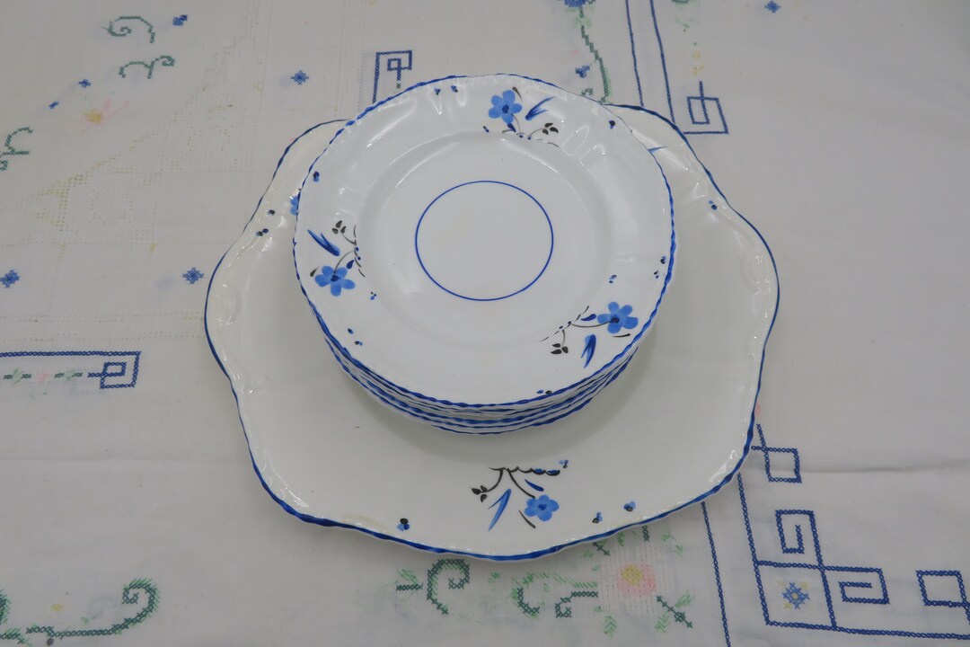 Vintage Hand Made Victoria Bone China by C&E 1936, Blue and White ...