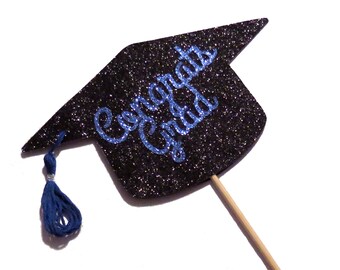 Blue Grad Cap Cake Topper - Etsy