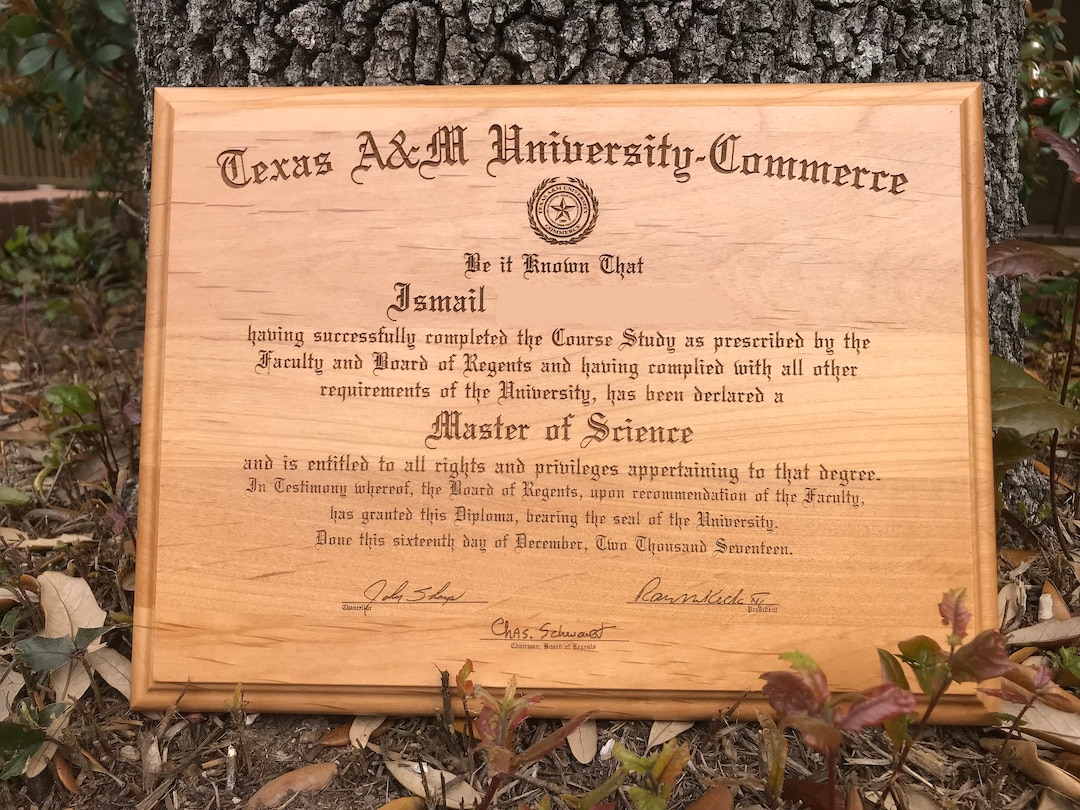 Laser Engraved Diploma Certificate, Graduation Gift, Custom Engraved ...