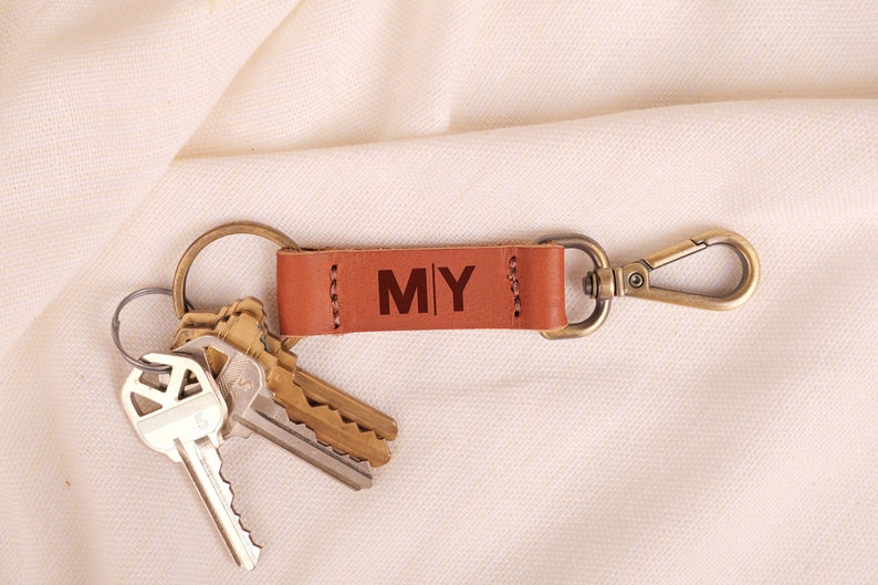 Custom Leather Keychain, Personalized Gift for Him Her, Family Keys ...