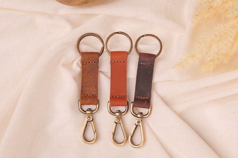 Custom Leather Keychain, Personalized Gift for Him Her, Family Keys ...