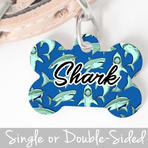 Name Tag for Dog Hand Stamped Pet ID Tag Shark Personalized - Etsy